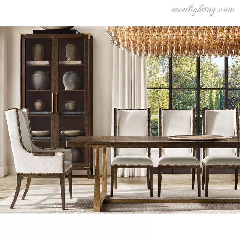 Chara Smoke Glass Tiered Rectangular Chandelier 74"